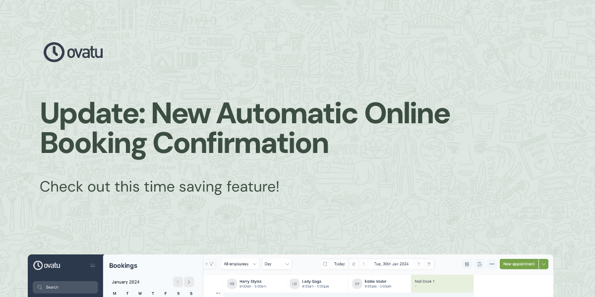 Update: New Automatic Online Booking Confirmation | Ovatu
